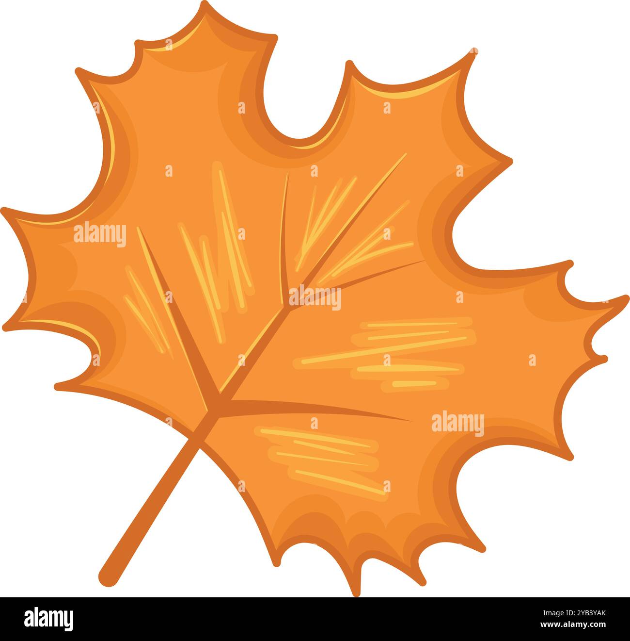 Orange maple leaf with stylized texture, isolated on white, Vector ...