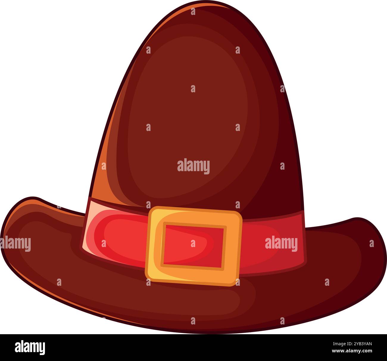 Brown pilgrim hat with red band and golden buckle, Vector Stock Vector ...