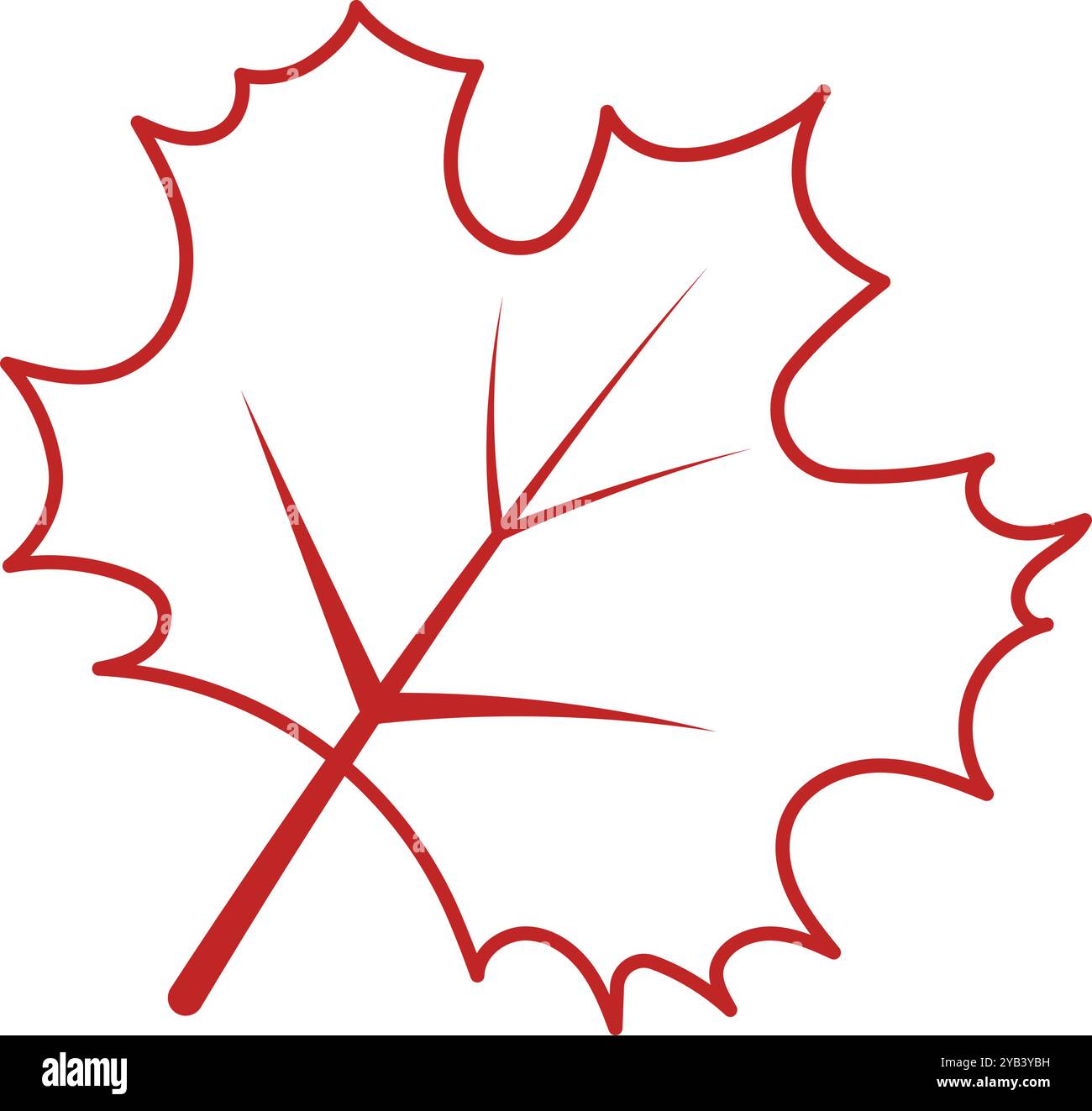 Red maple leaf outline with stylized shape, isolated, Vector Stock Vector Image & Art - Alamy