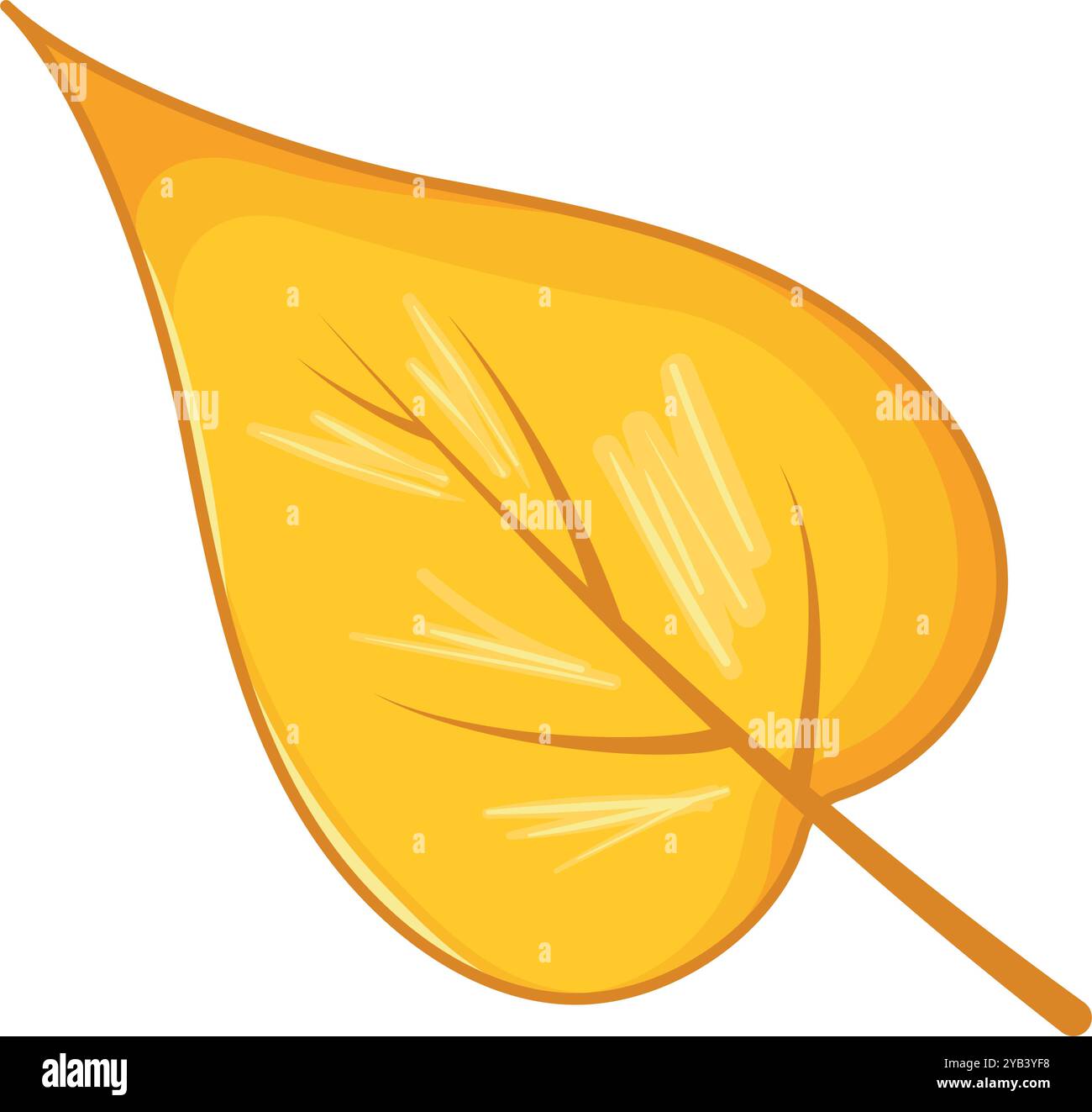 Yellow autumn leaf with stylized texture, isolated, Vector Stock Vector ...