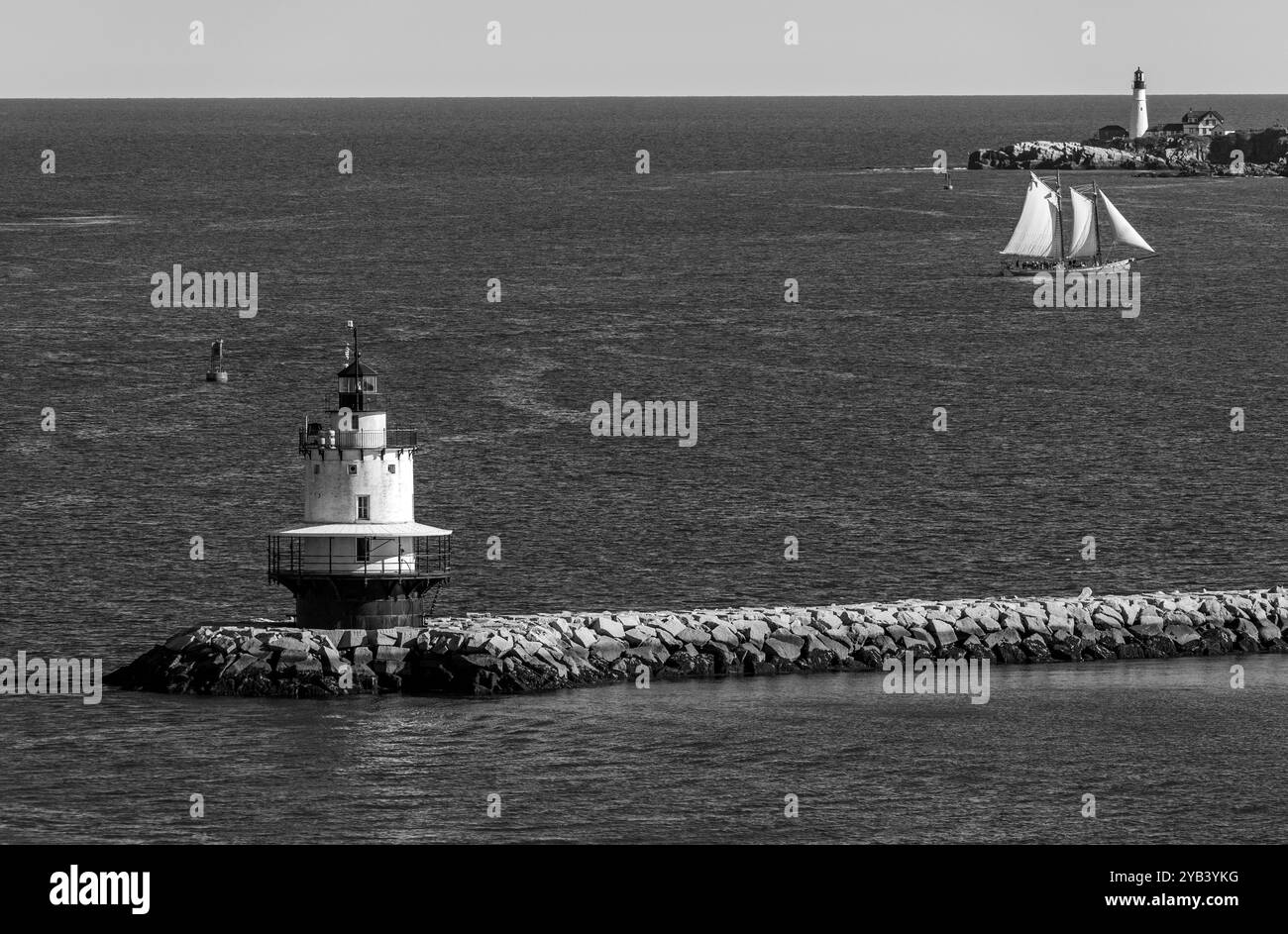 Spring Ledge Lighthouse, Portland, Maine, USA Stock Photo - Alamy