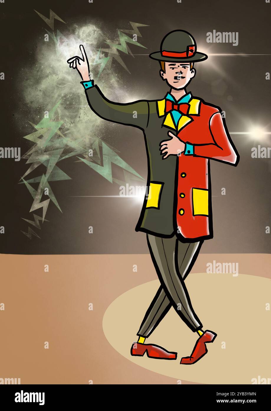 illustration of a circus performer in a red suit and a hat Stock Photo ...