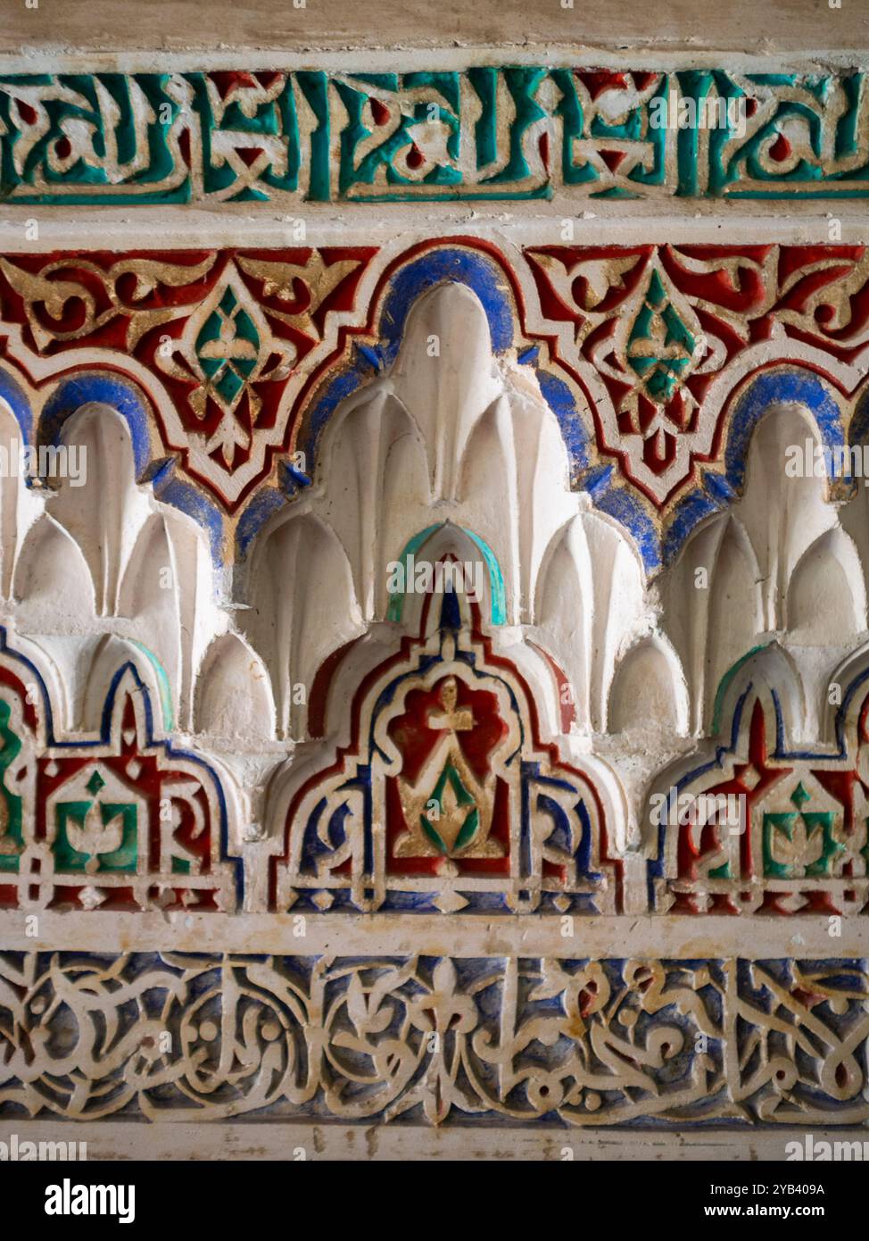 Multicolered small plaster muqarnas close-up Stock Photo - Alamy