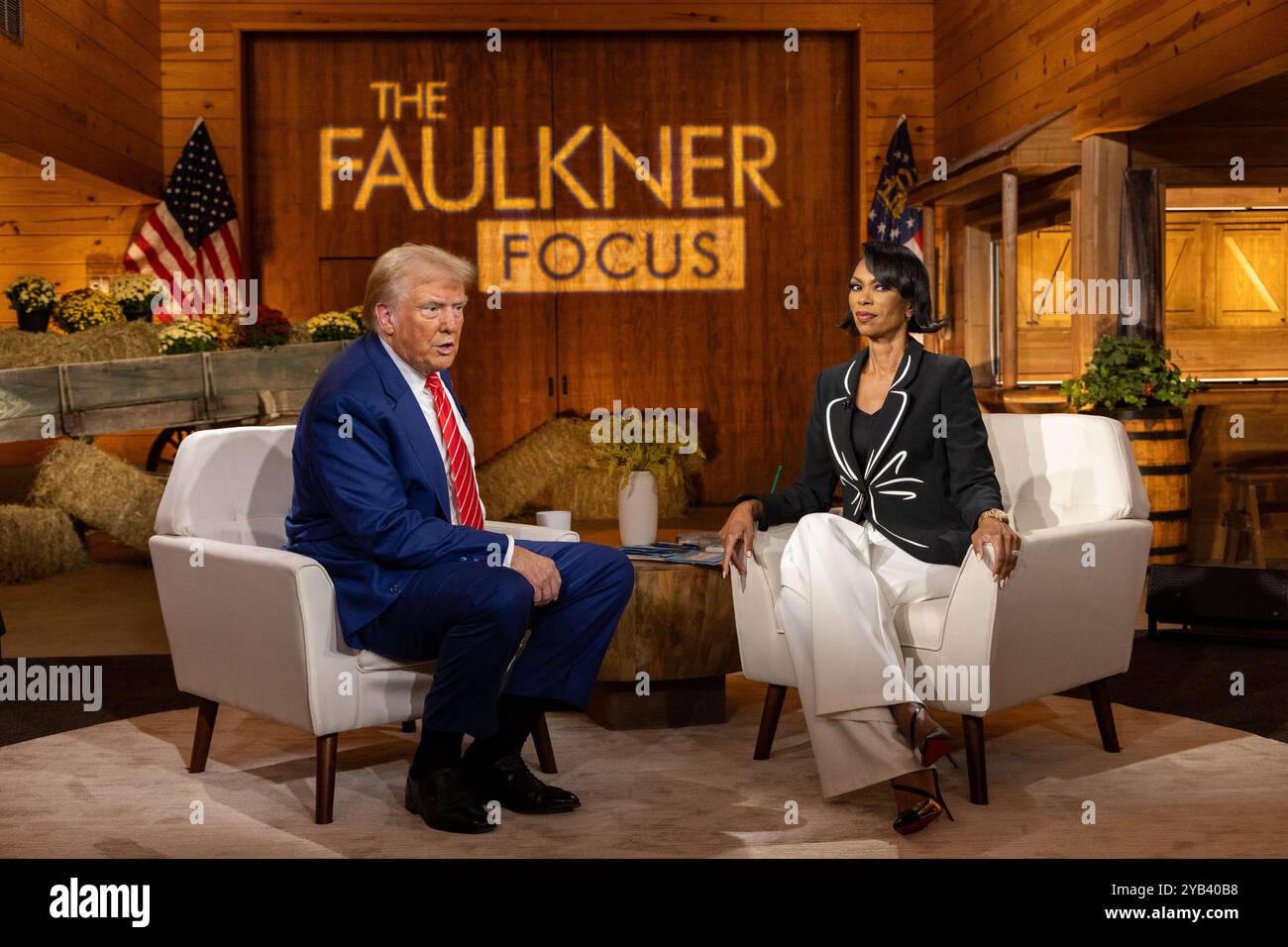 Former President Donald Trump with Fox News' Harris Faulkner attend an ...