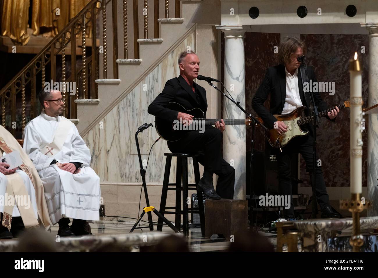 Sting performs at a memorial service for Ethel Kennedy, the wife of Sen ...