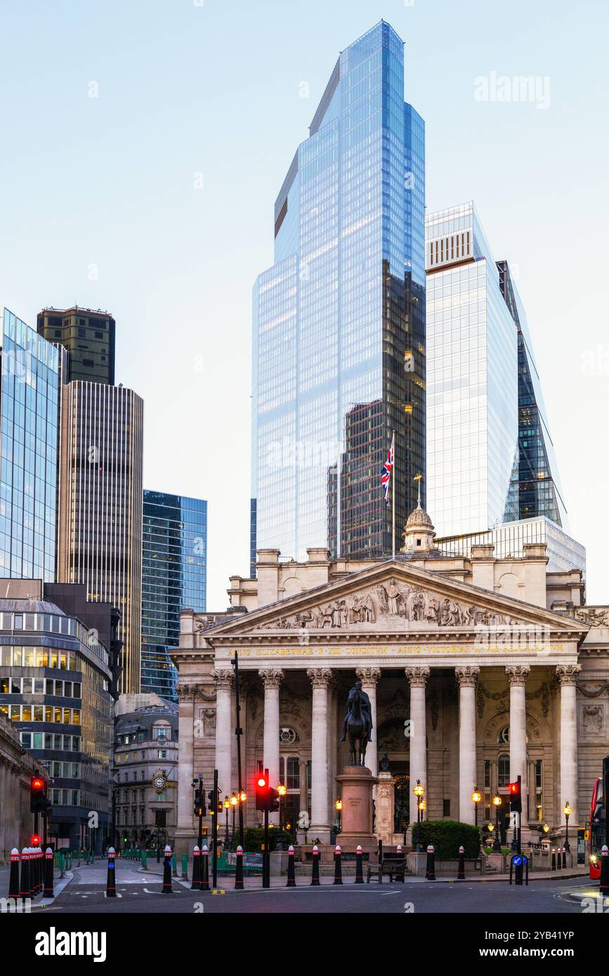 Office buildings in London financial district with view of the Royal ...