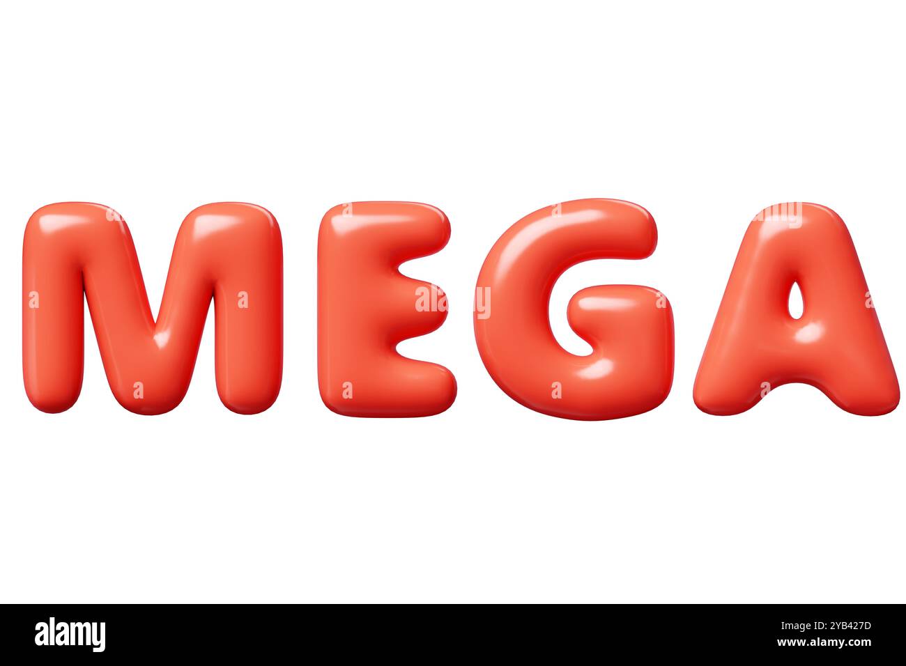 Mega red Inflatable flying word for promotion design. 3D render ...