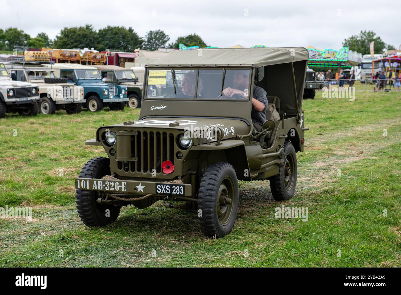 Low Ham.Somerset.United Kingdom.July 20th 2024.A restored Willys jeep ...