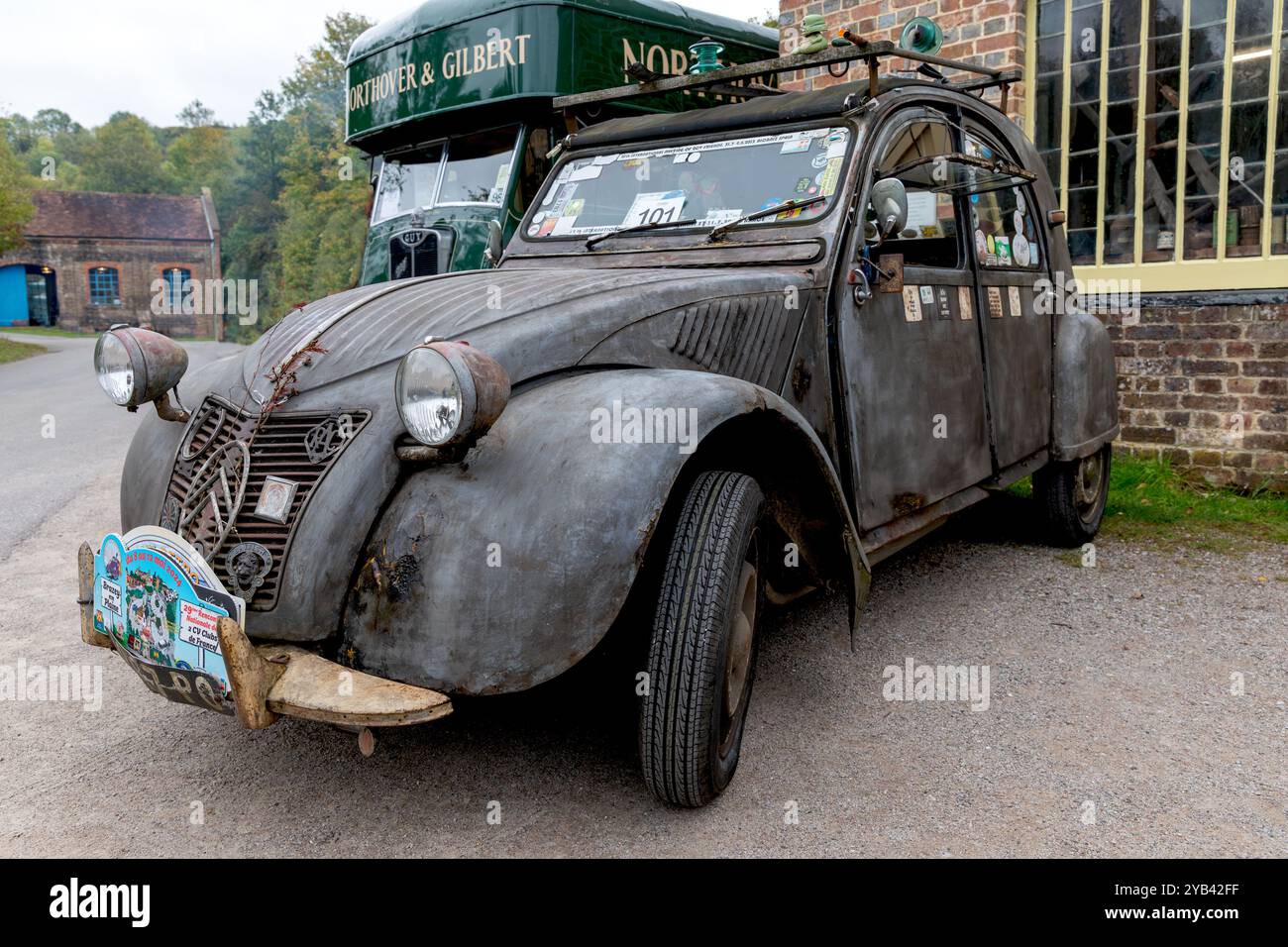 Vintage vehicle at Amberly Chalk Pit Museum. Series one Citroen 2CV ...