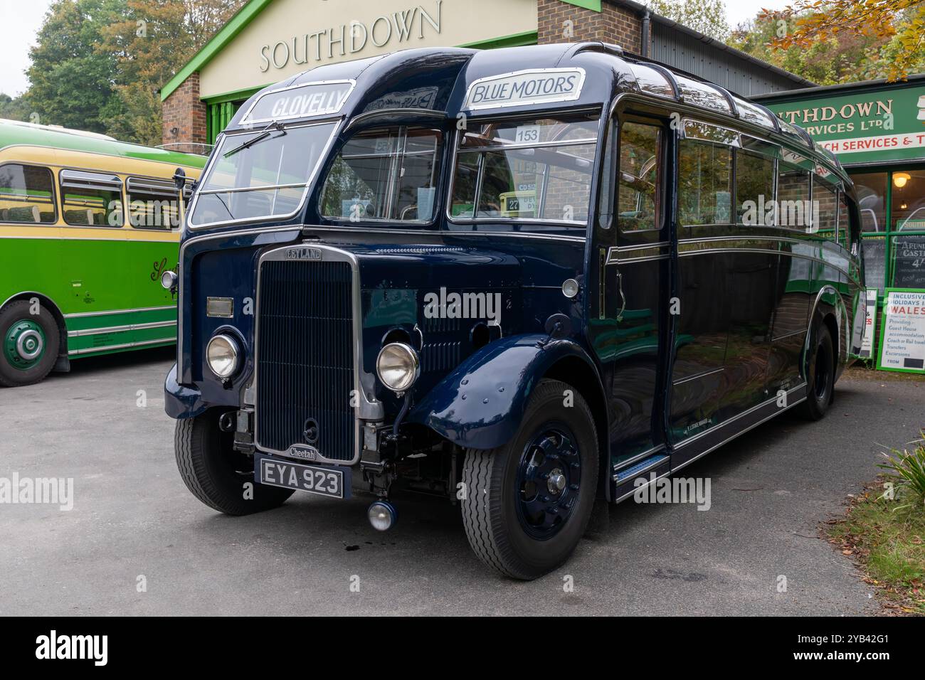 Vintage vehicle at Amberly Chalk Pit Museum. Blue Motors Leyland ...