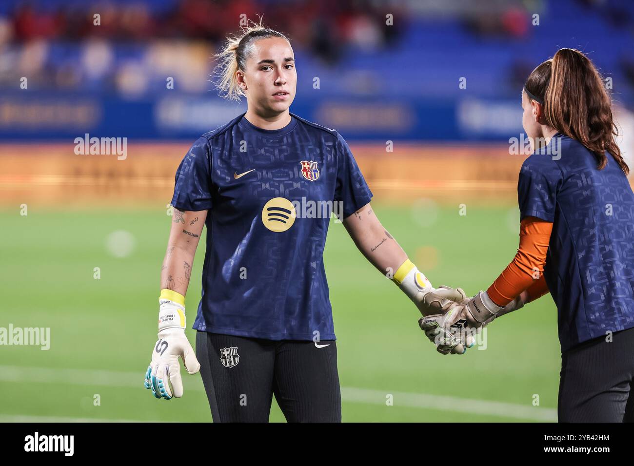 Cata Coll of FC Barcelona Femenino gestures during the UEFA Women's ...