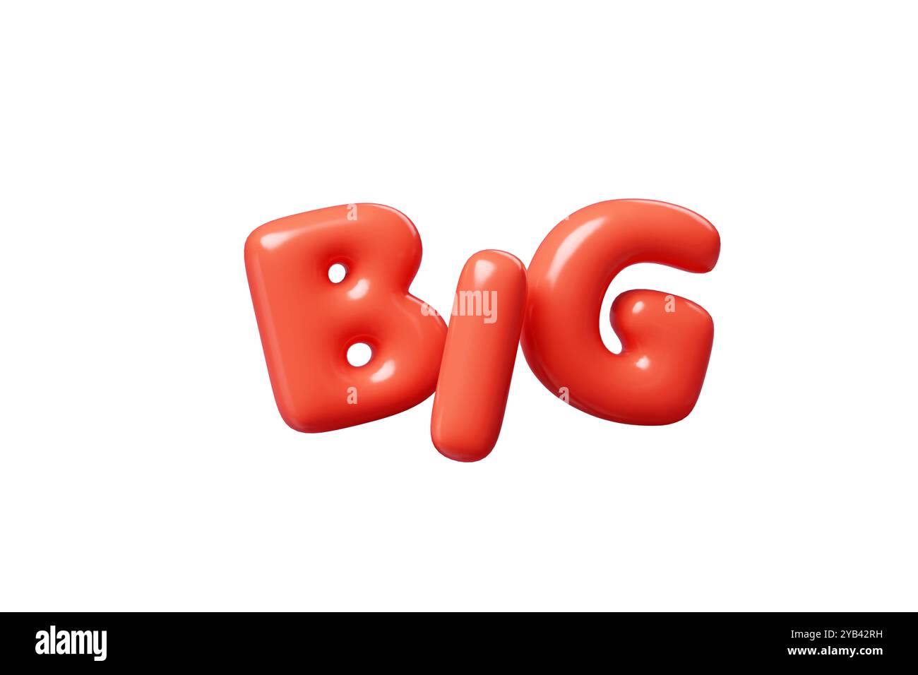 Big red Inflatable flying word for promotion design. 3D render ...