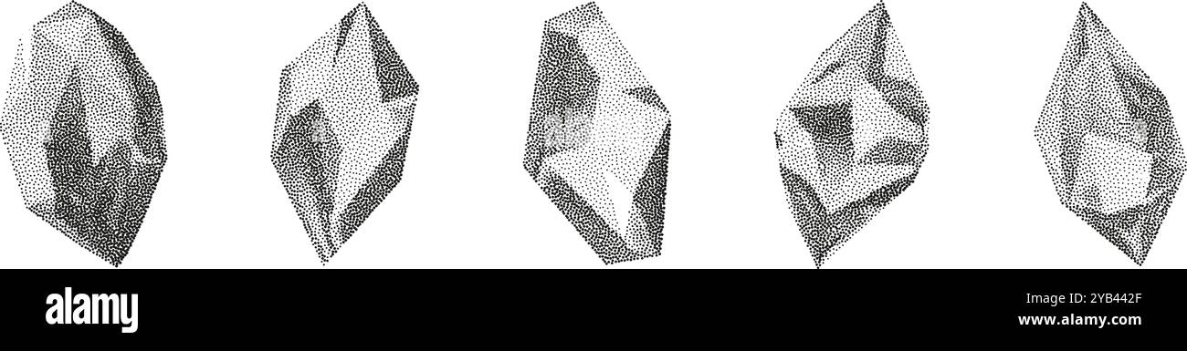 Cube, cylinder, triangle, rhombus with grainy dot texture. Vector ...