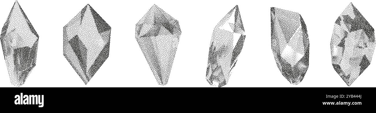 Cube, cylinder, triangle, rhombus with grainy dot texture. Vector ...