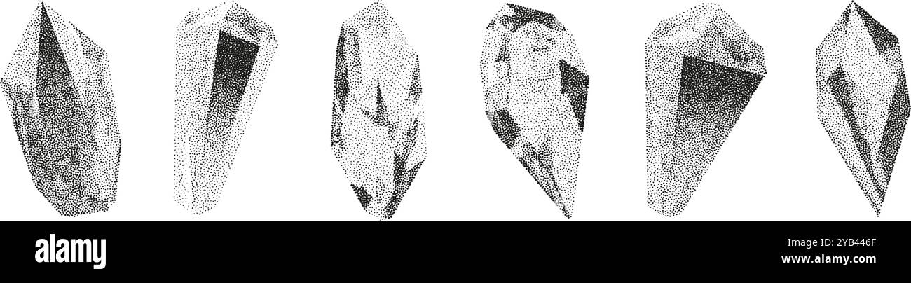 Cube, cylinder, triangle, rhombus with grainy dot texture. Vector ...