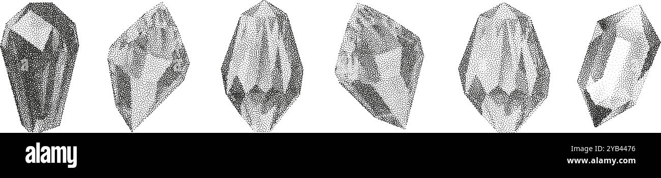Cube, cylinder, triangle, rhombus with grainy dot texture. Vector ...