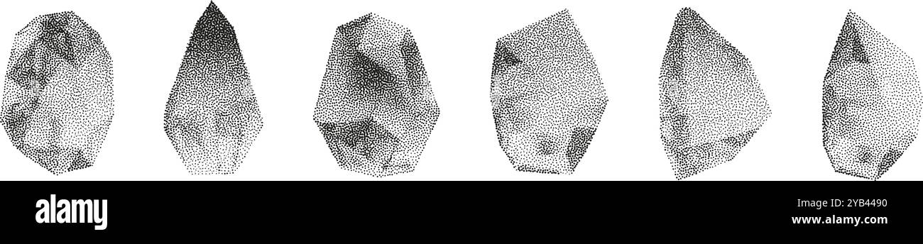 Cube, cylinder, triangle, rhombus with grainy dot texture. Vector ...