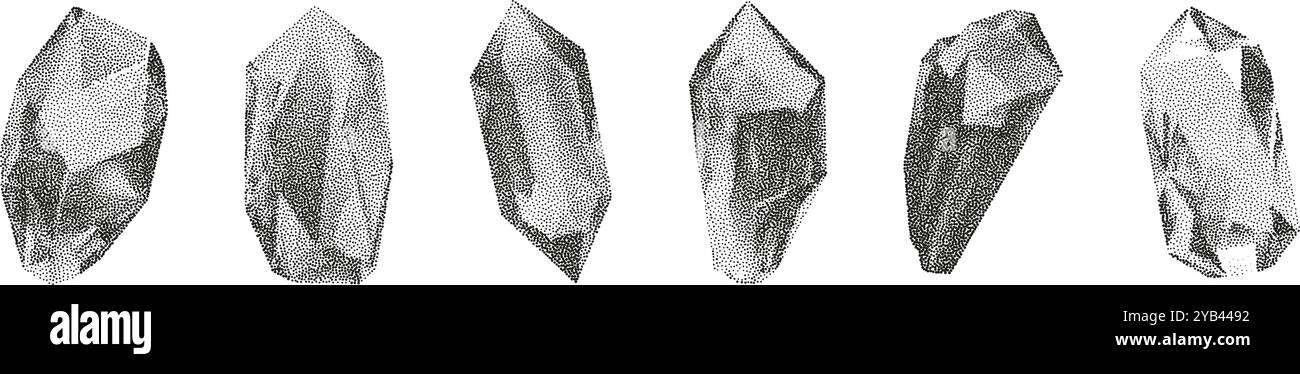 Cube, cylinder, triangle, rhombus with grainy dot texture. Vector ...