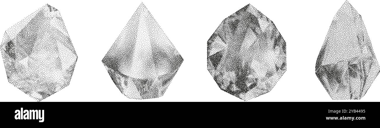 Cube, cylinder, triangle, rhombus with grainy dot texture. Vector ...