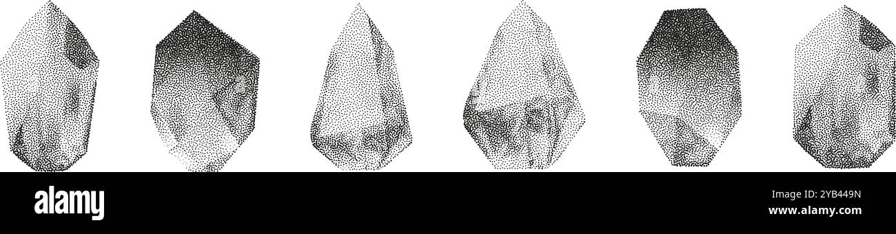 Cube, cylinder, triangle, rhombus with grainy dot texture. Vector ...