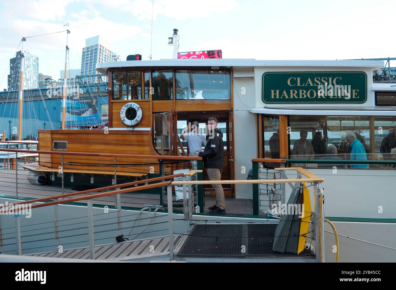 A boat by Classic Harbor Line is seen on the Hudson River in Manhattan ...
