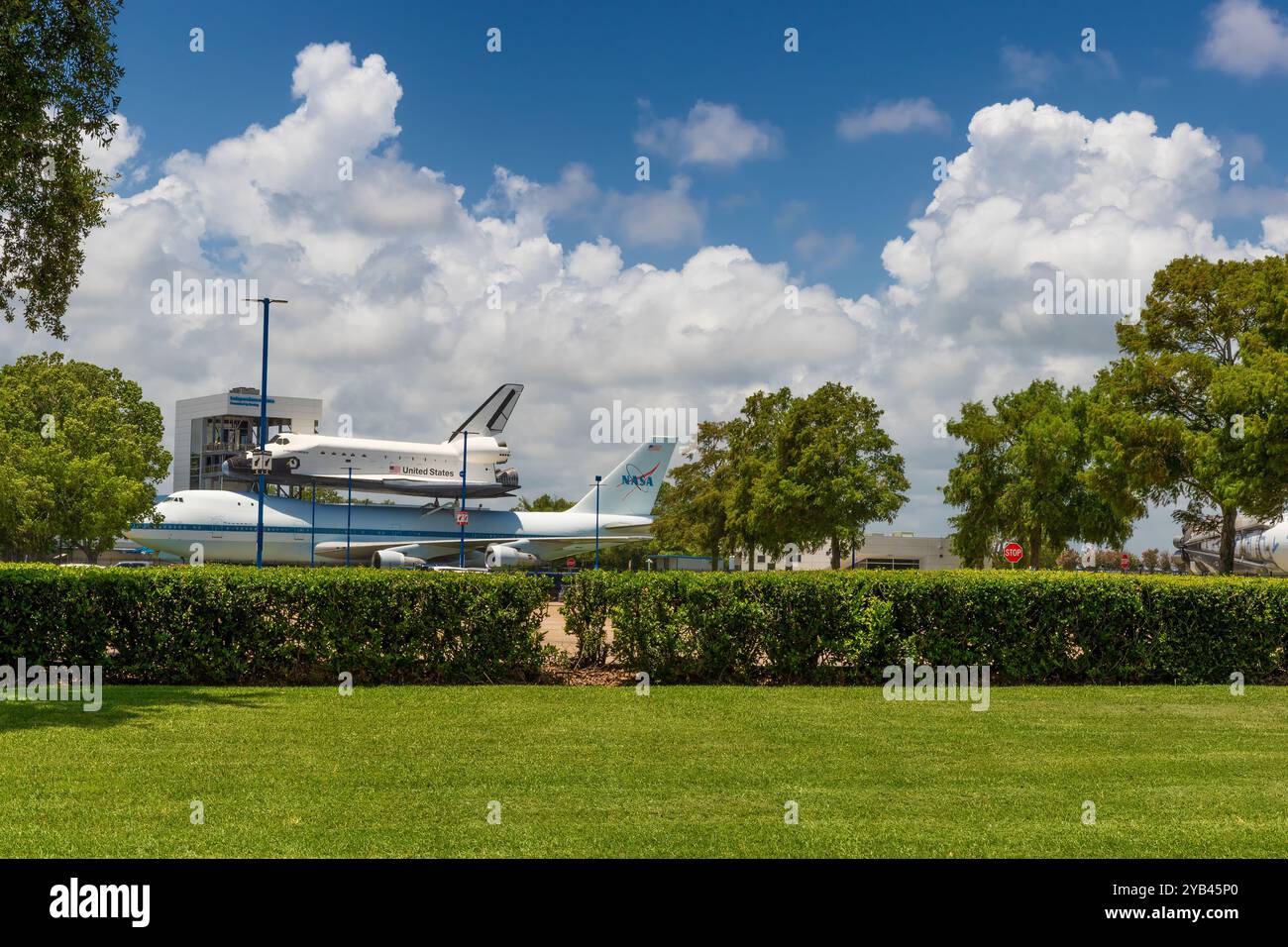 Houston, Texas, USA - June 20, 2024: View of the replica of the shuttle ...