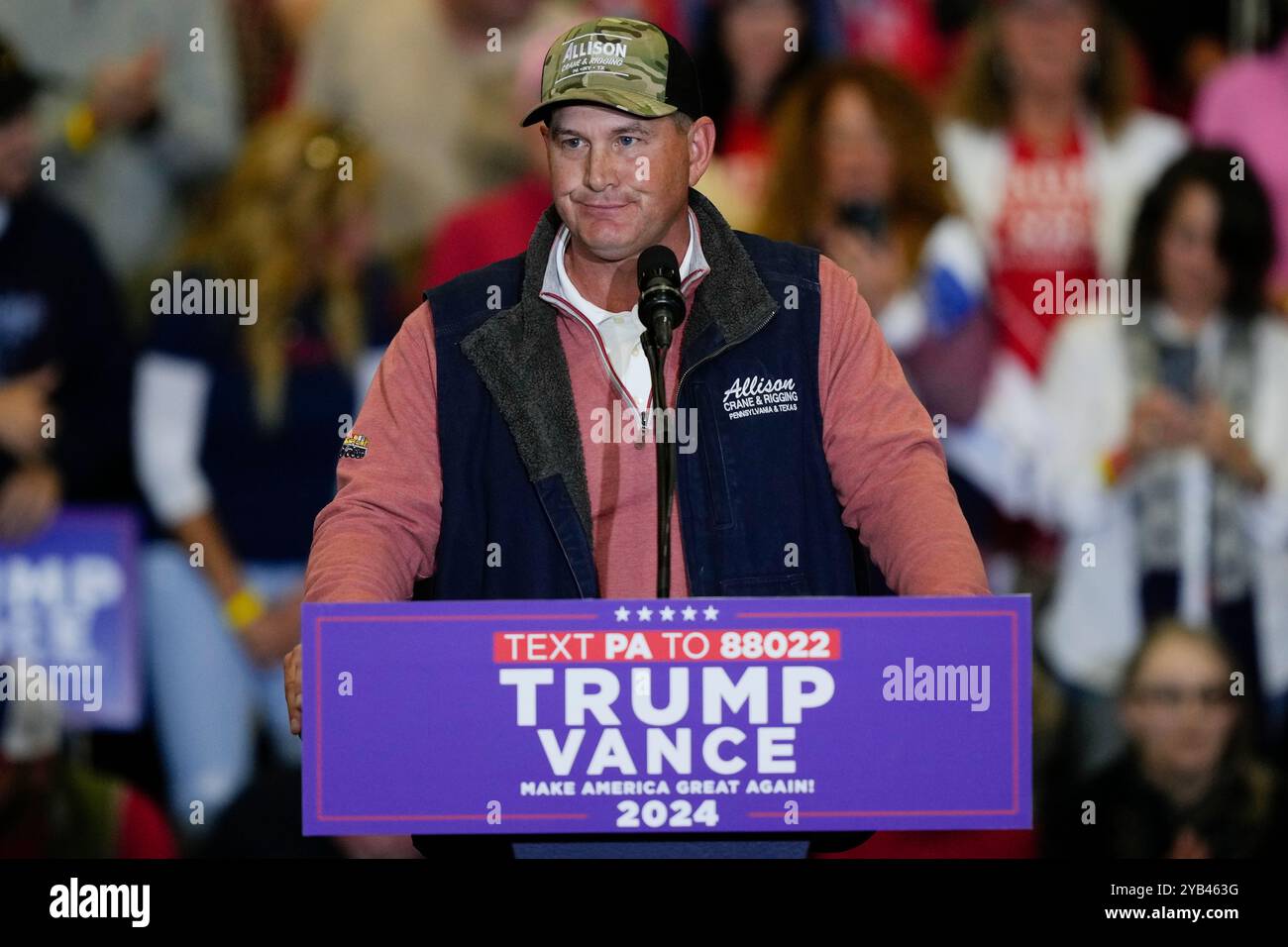 Larry Allison Jr. Owner & CEO, Allison Crane, speaks at Republican vice ...