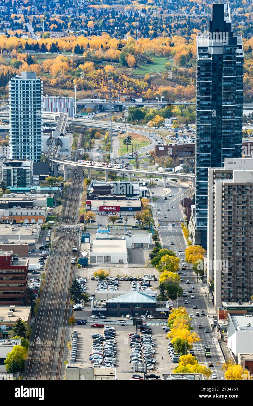 Aerial calgary city skyline train hi-res stock photography and images ...