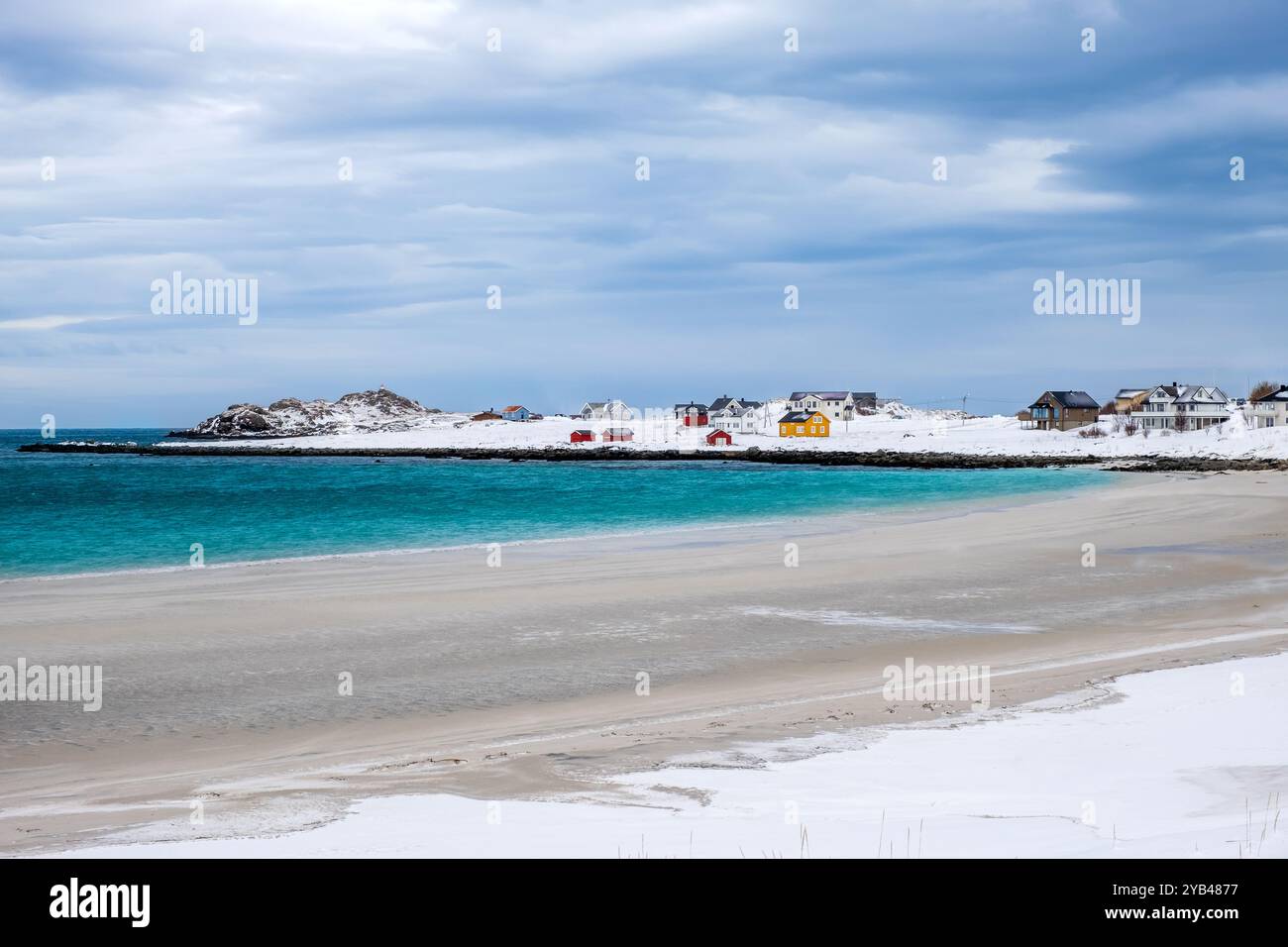 Ramberg beach or Rambergstranda in winter on Lofoten islands, Norway ...