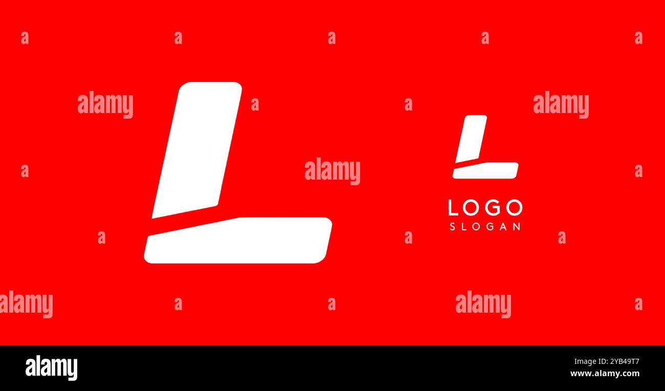 Bold angular letter L, geometric cutouts, minimalist sporty style ...