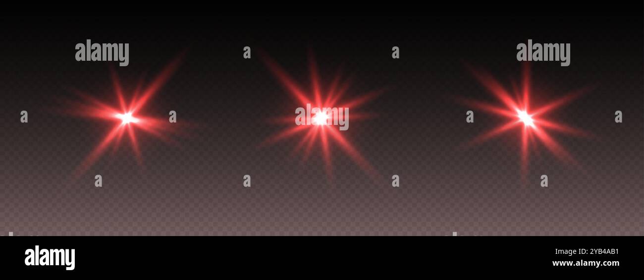 Red lens flare, glowing star with rays, shiny flash spark, bright cosmic explosion Stock Vector ...