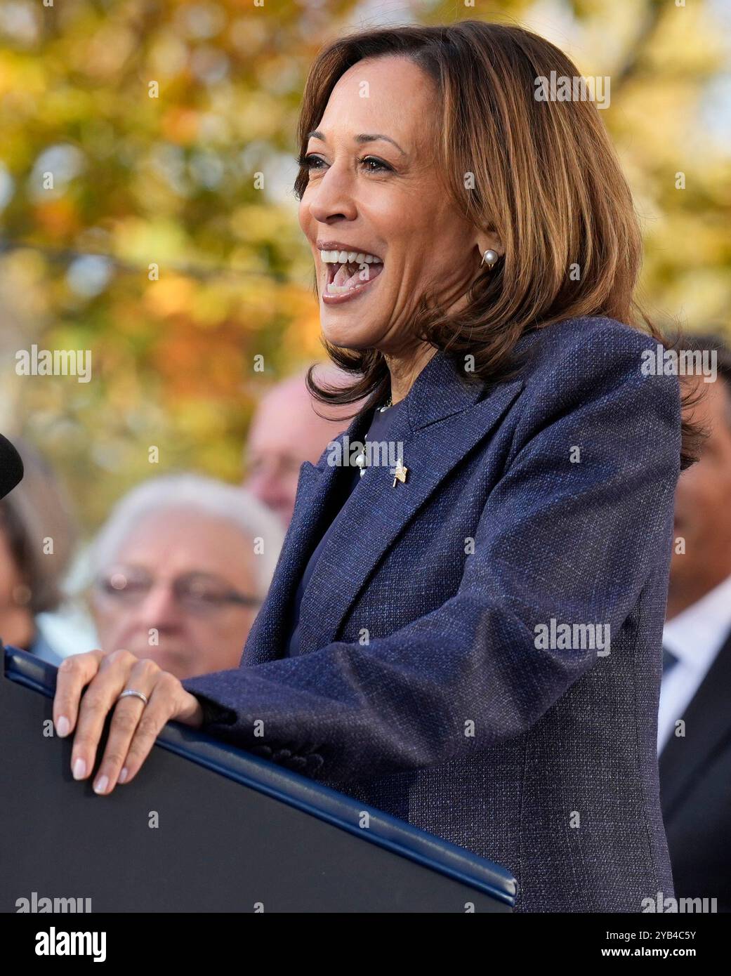 Democratic presidential nominee Vice President Kamala Harris speaks ...