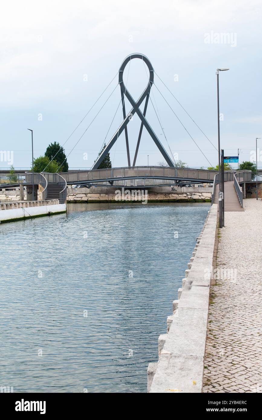 Circular pedestrian bridge in Aveiro, Portugal Stock Photo - Alamy
