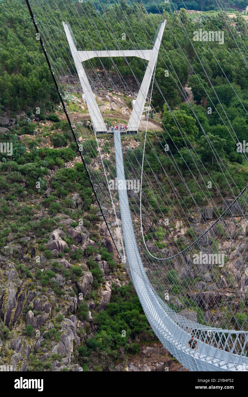Arouca 516 suspension bridge, over the Paiva river, near Arouca ...