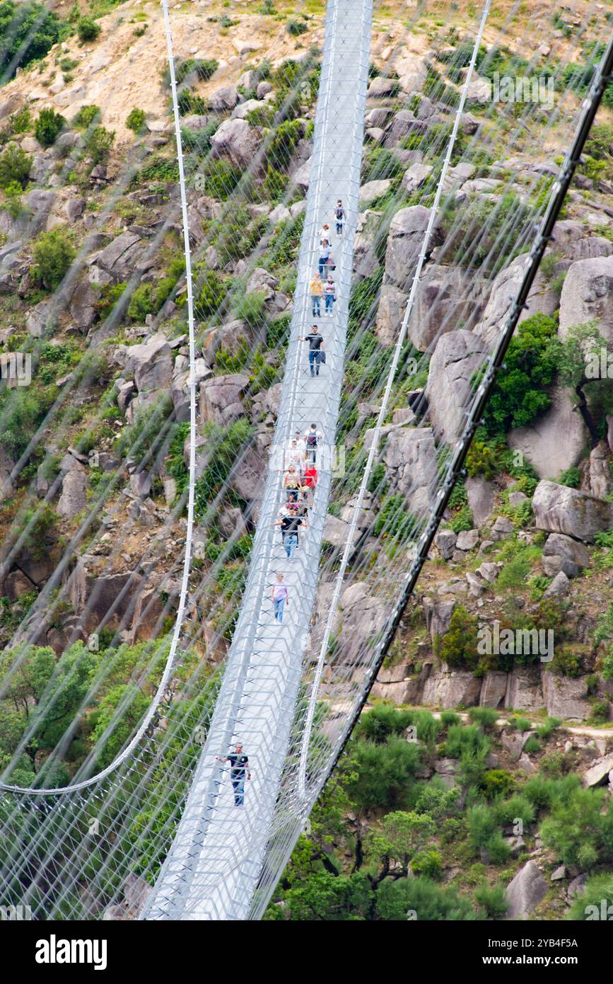 Arouca 516 suspension bridge, over the Paiva river, near Arouca ...