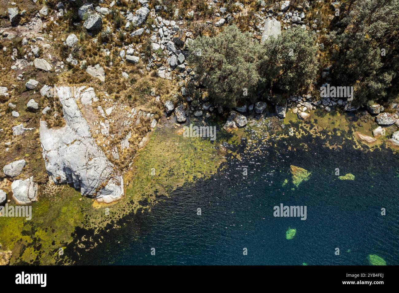 Churup Lagoon Aerial View with Turquoise Waters in the Cordillera ...