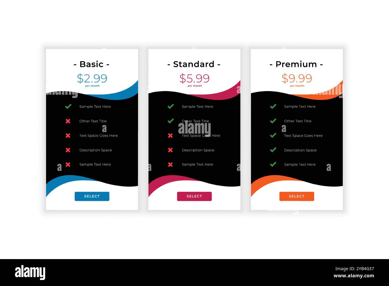 Modern Pricing Table Comparison Business Template Stock Vector Image