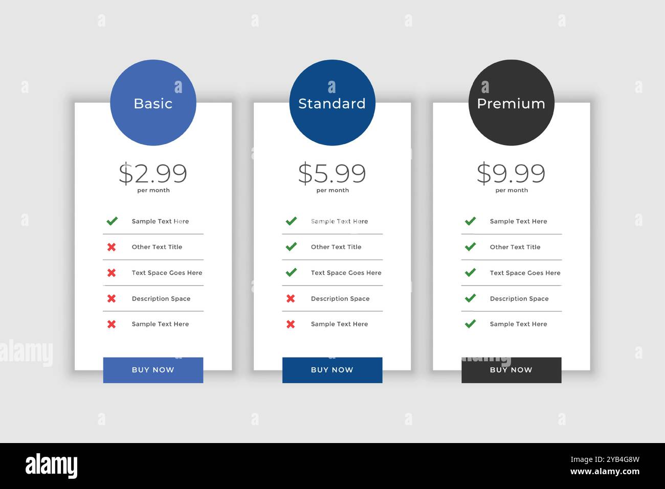 Modern Pricing Table Template Design Stock Vector Image And Art Alamy