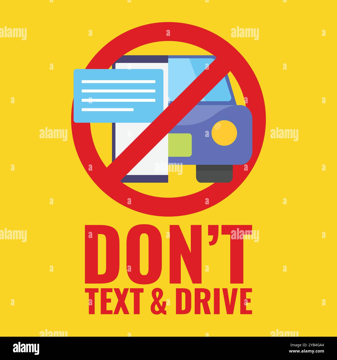 Don't Text and Drive Illustration vector. texting and driving caution ...