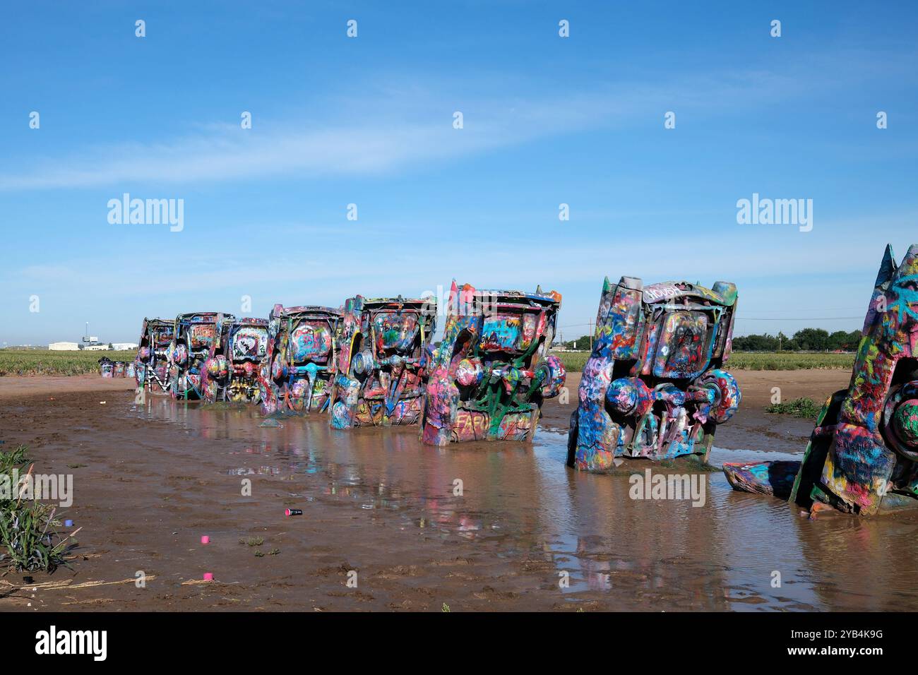 Flooded out Cadillac Ranch in Amarillo, Texas Stock Photo - Alamy