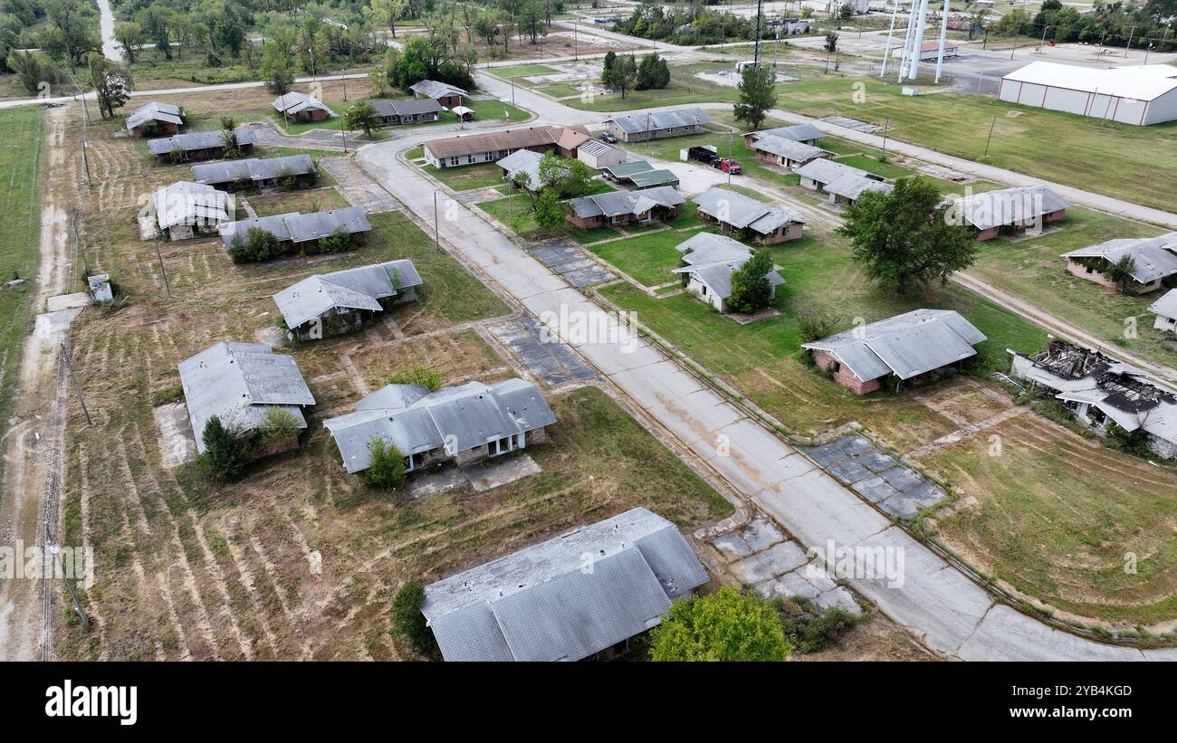 Aerial view of Picher, Oklahoma, a ghost town abandoned because of ...
