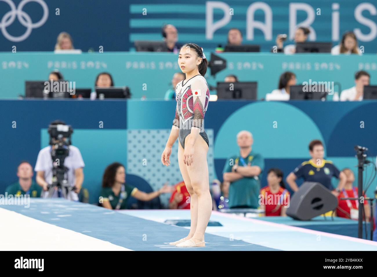 August 01, 2024: Rina Kishi of Japan performs in the Women's Artistic Gymnastics All-Around ...