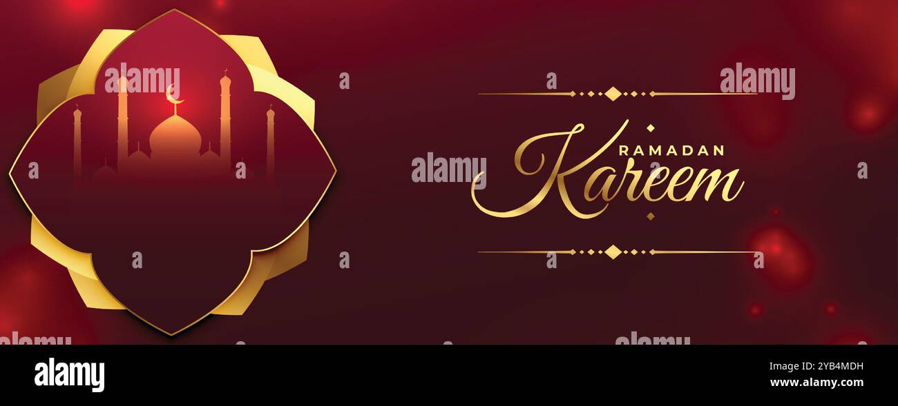 shiny red ramadan kareem golden banner design Stock Vector Image & Art ...