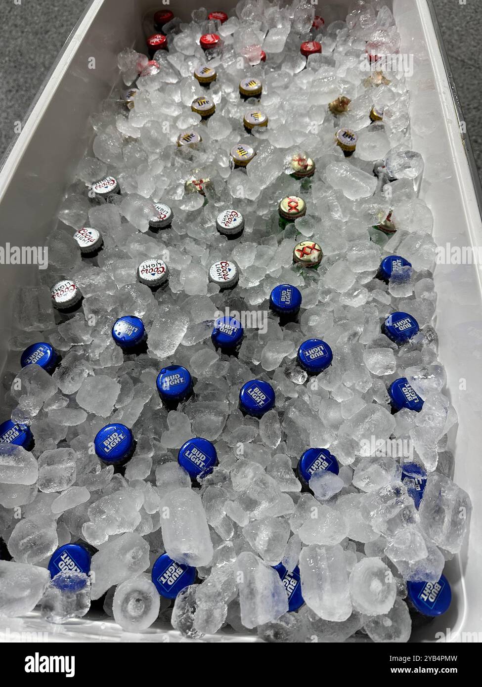 Cooler full of cold beer Stock Photo - Alamy