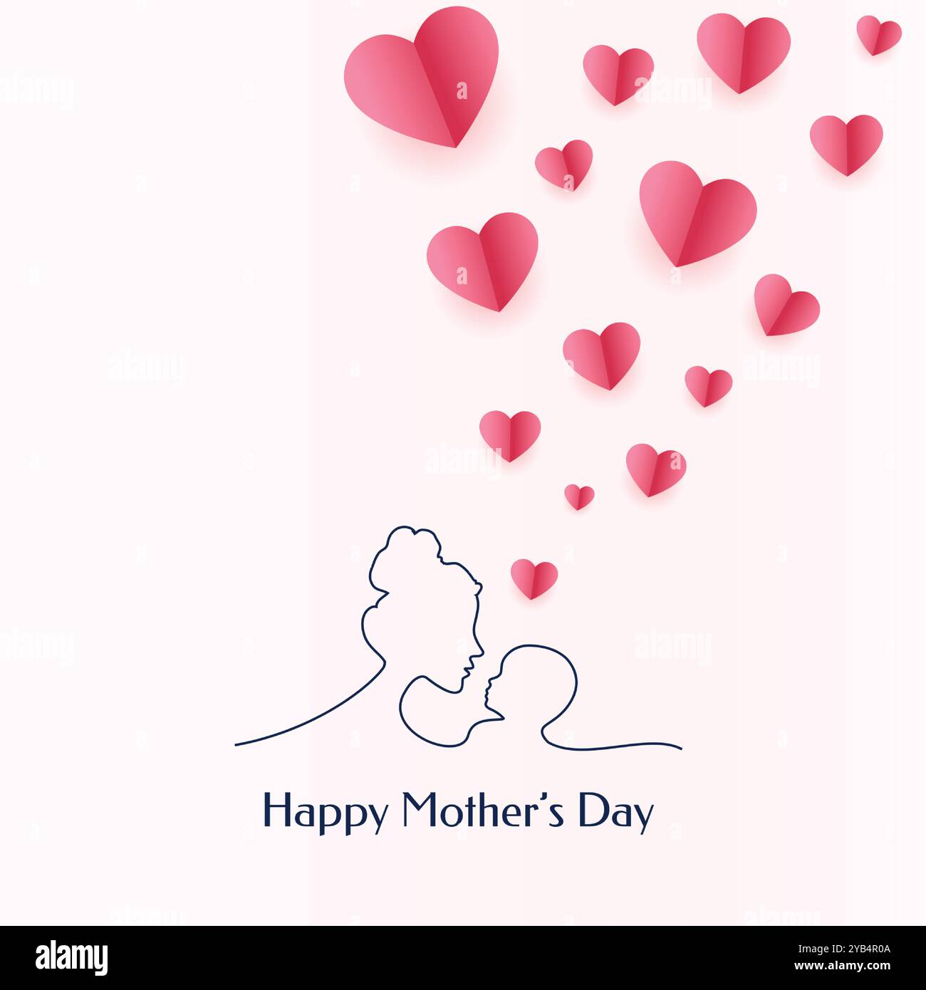 happy mother's day celebration card with mom and child and floating ...