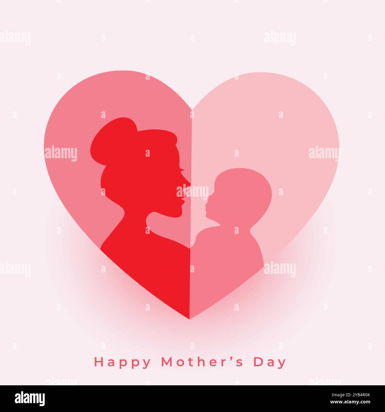 mothers day hearts card with mom and child illustration Stock Vector ...
