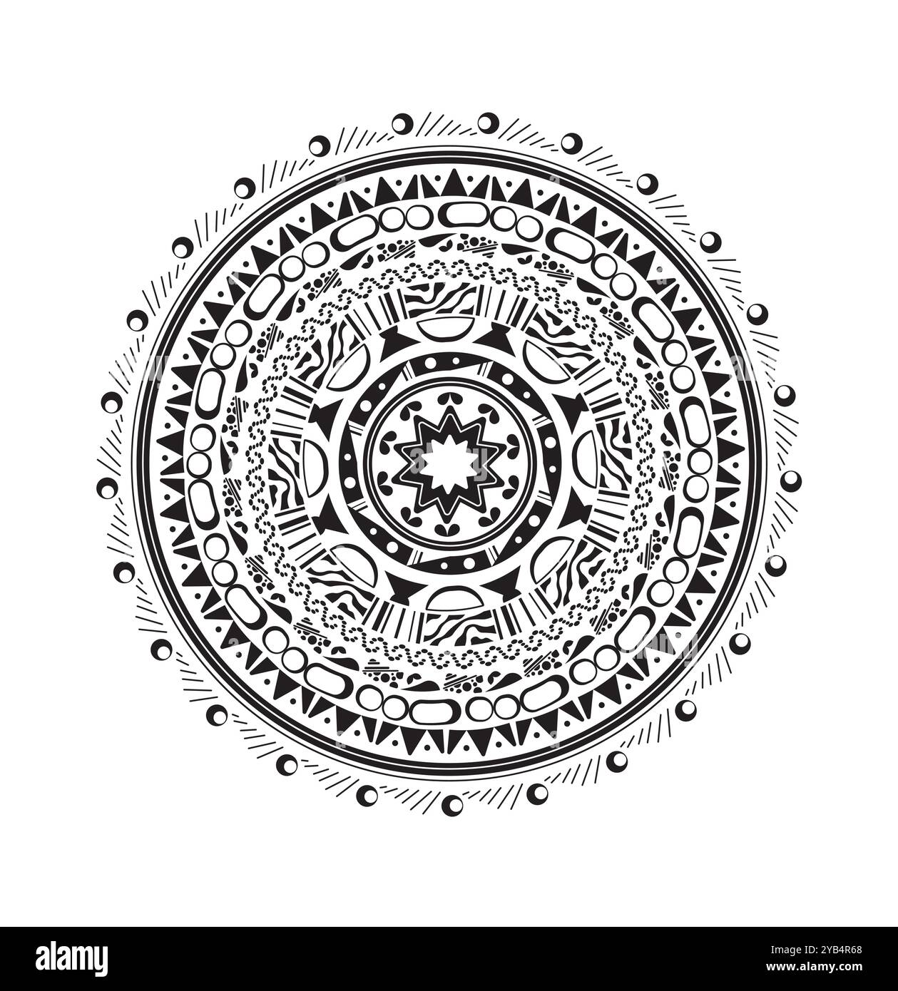 Cirular black and white pattern. Mandala and repeated circles pattern ...