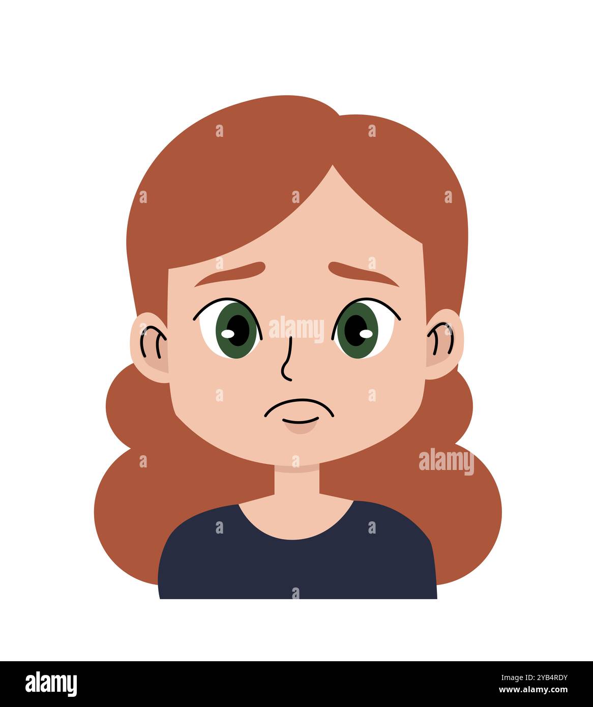 Girls face with emotion. Unhappy teen. User avatar for social networks ...