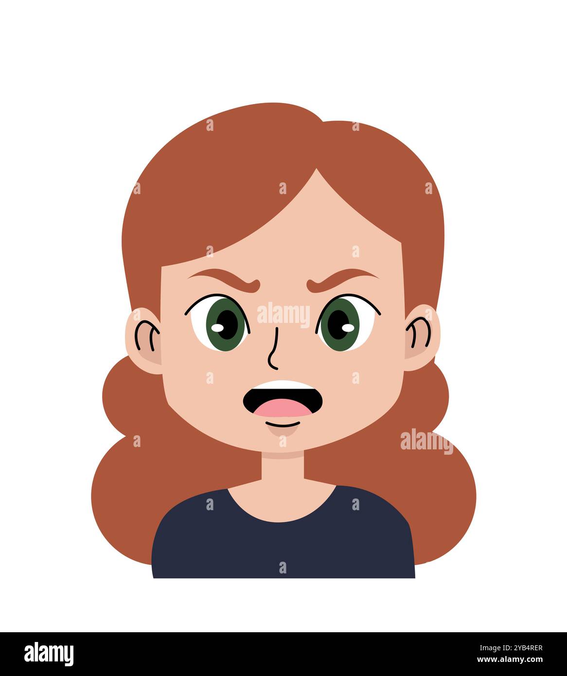 Girls face with emotion. Adorable angry teen. User avatar for social ...