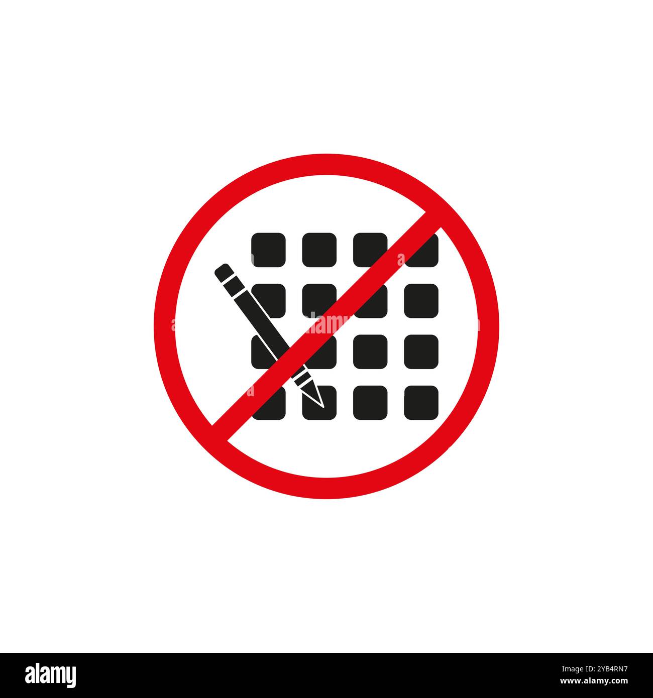 Pencil icon ban design. Grid of squares crossed. Creative editing ...